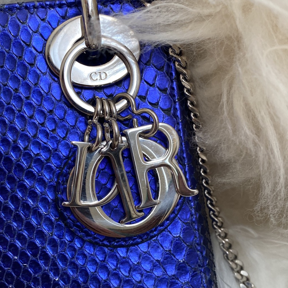 Lady Dior Mini Blue/Purple Exotic Python Bag - Gem